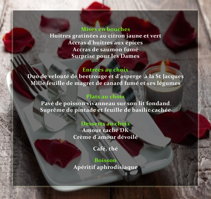 Hostellerie de la Croix d`Or MENU SAINT-VALENTIN 2014
